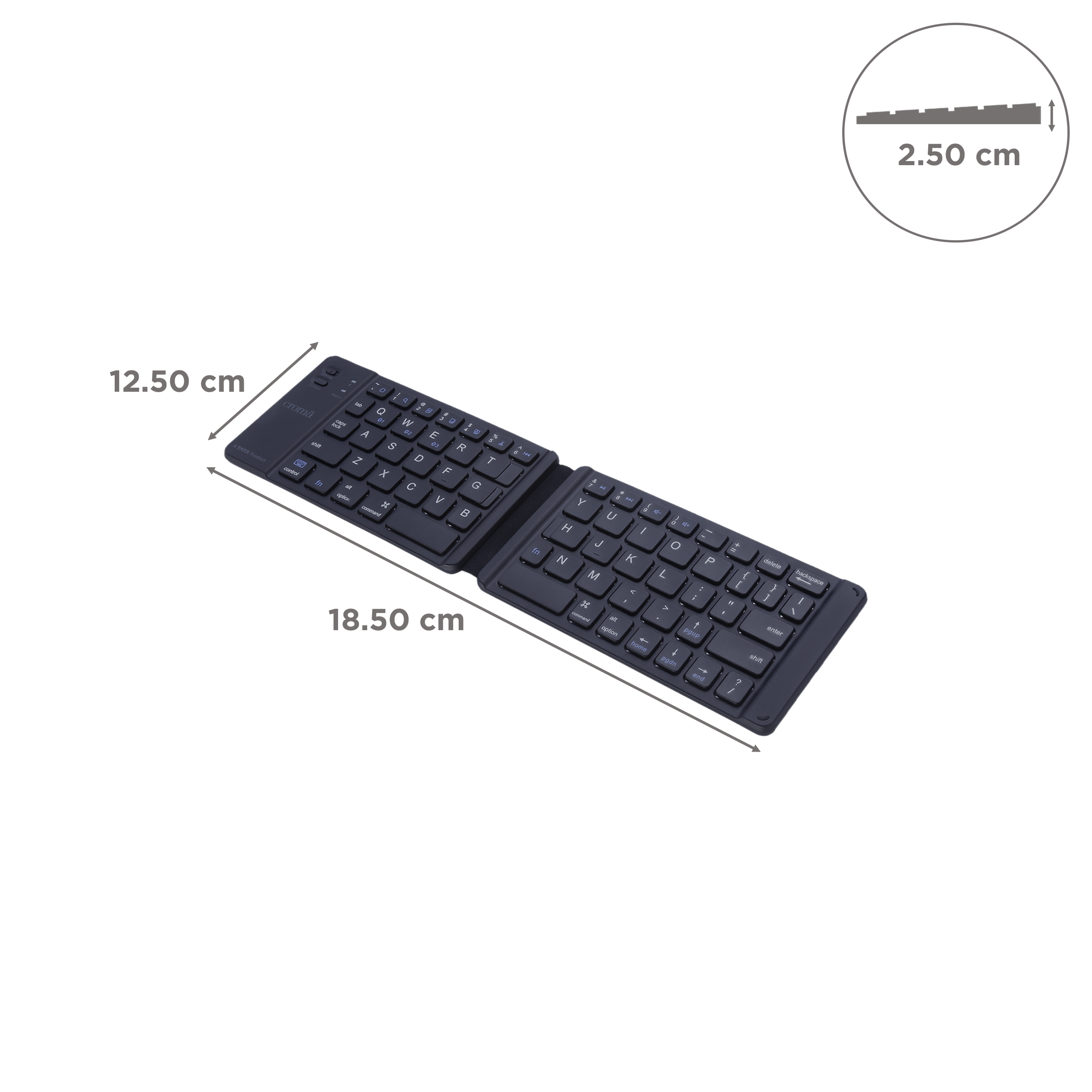 Buy Croma Bluetooth 3 0 Foldable Keyboard For Android Windows Tablets And Ipads Lightweight